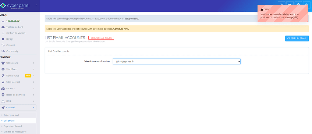 Emails bug - Support and Discussion - CyberPanel Community