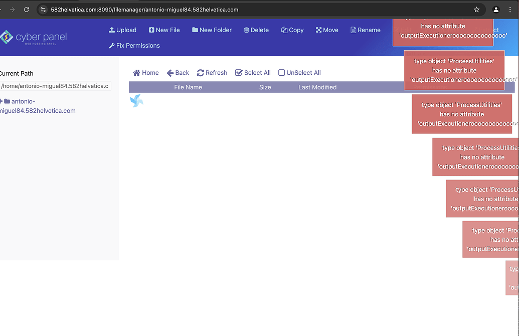Error Open file_manager type object 'ProcessUtilities' - Support and Discussion - CyberPanel ...