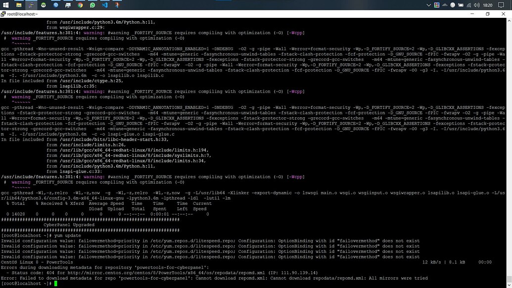 Errors during downloading metadata for repository 'powertools-for-cyberpanel': - General ...