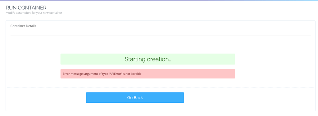 Docker Container Argument Of Type Apierror Is Not Iterable Docker