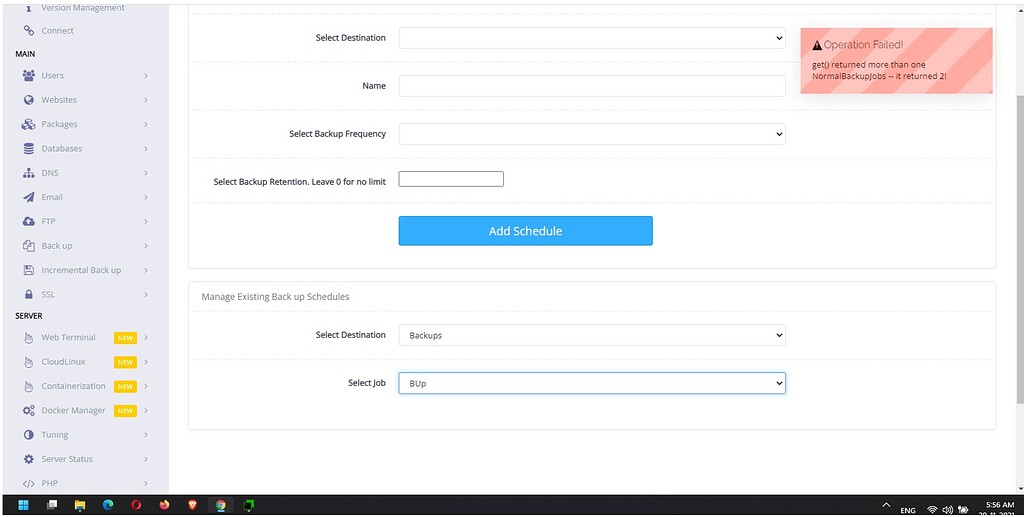 Schedule Backup job erros - Bug Report - CyberPanel Community