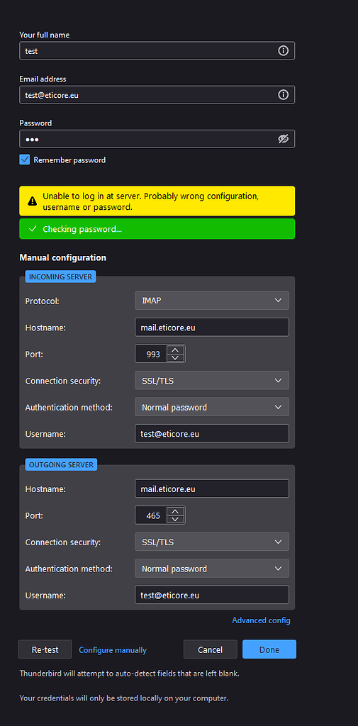 Error: "Unable to log in at server" Thunderbird and other email programs - General Discussion ...
