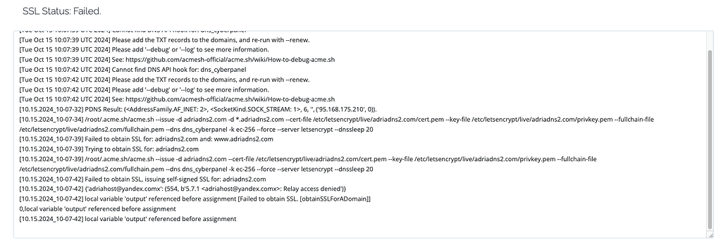 SSL v2 - Issue SSL - Cannot find DNS API hook for: dns_cyberpanel - Support and Discussion ...