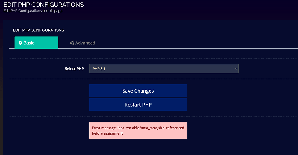 Edit Php Configuration Error Php 8 1 On Centos 8 General Discussion Cyberpanel Community