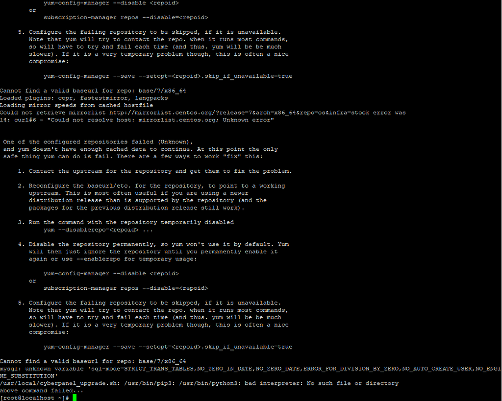 Cyberpanel update error september 2024 - Web Server - CyberPanel Community