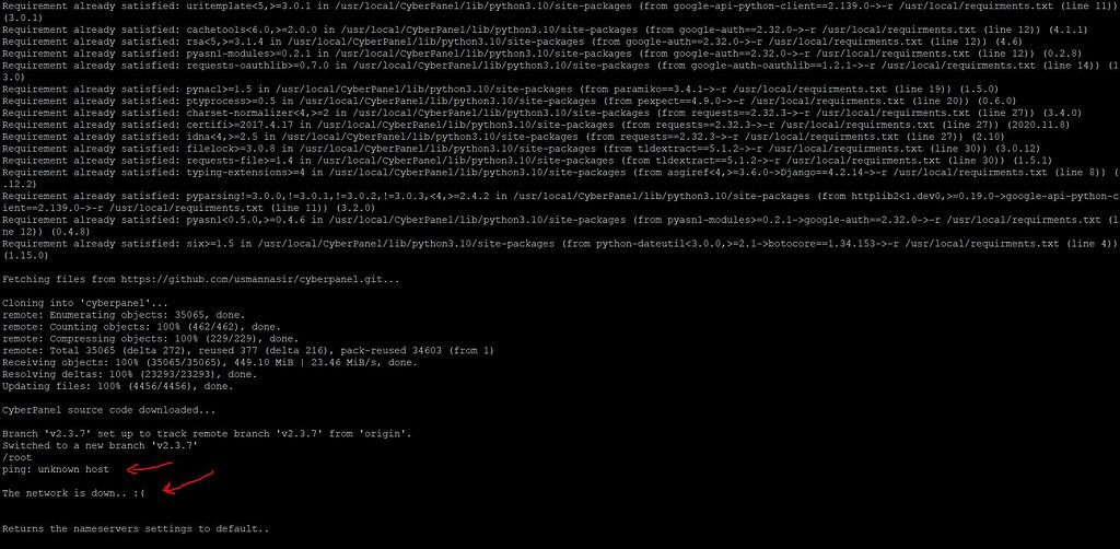 Facing unknown host - network is down error - Cyberpanel on ubuntu 22 installation - Web Server ...