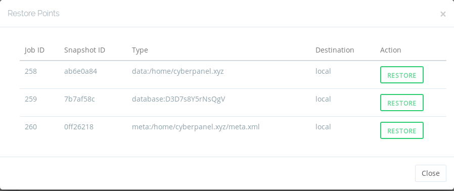 2 Create Restore Incremental Backups 07 Backups CyberPanel Community