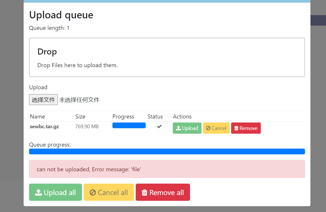 Can Not Be Uploaded Error Message file Bug Report CyberPanel